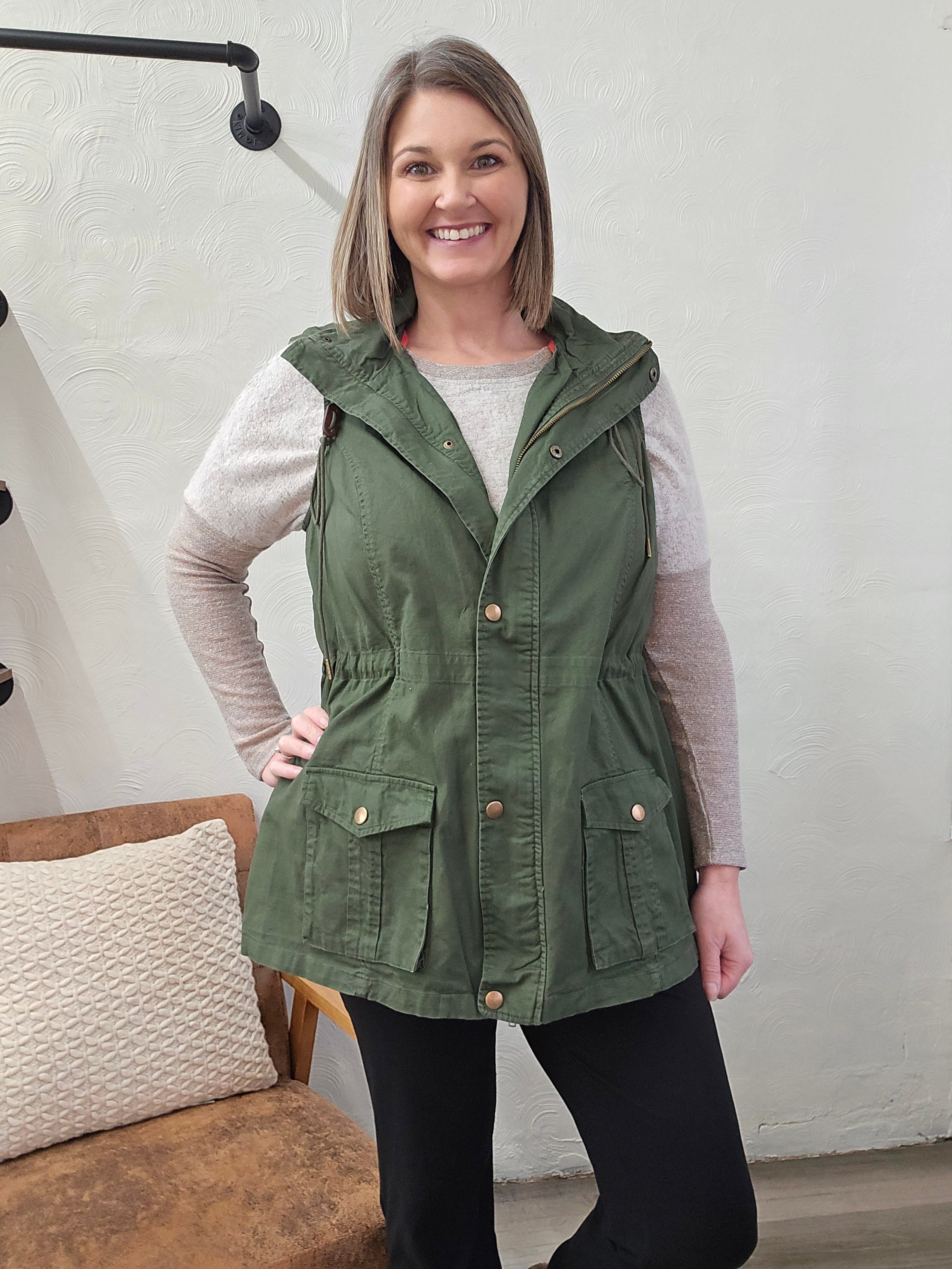 Army Green Military Style Vest – Shai Marie & Co